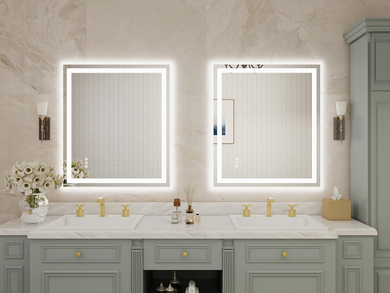 LED Bathroom Mirror with Lights 24x36 LED Vanity Bathroom Mirror Anti ...