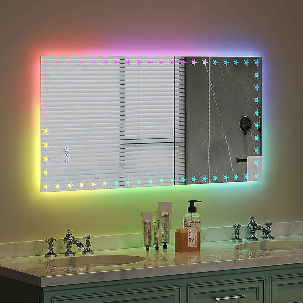 LED Bathroom Mirror RGB Backlight Front Lighted Anti-Fog Dimmable Wall ...