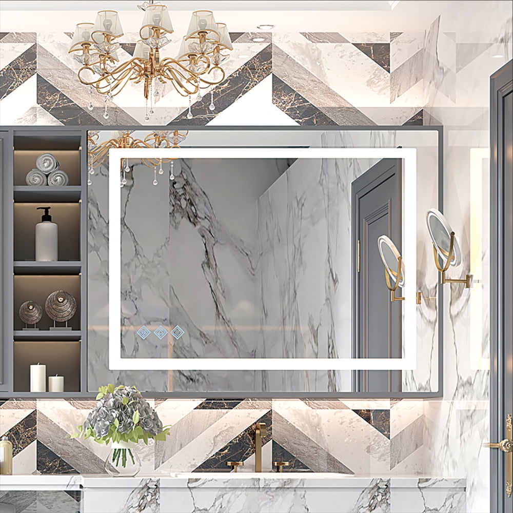 LED Bathroom Mirror With 3000-6000K Lights, 32 x 24 inch Wall Mounted ...