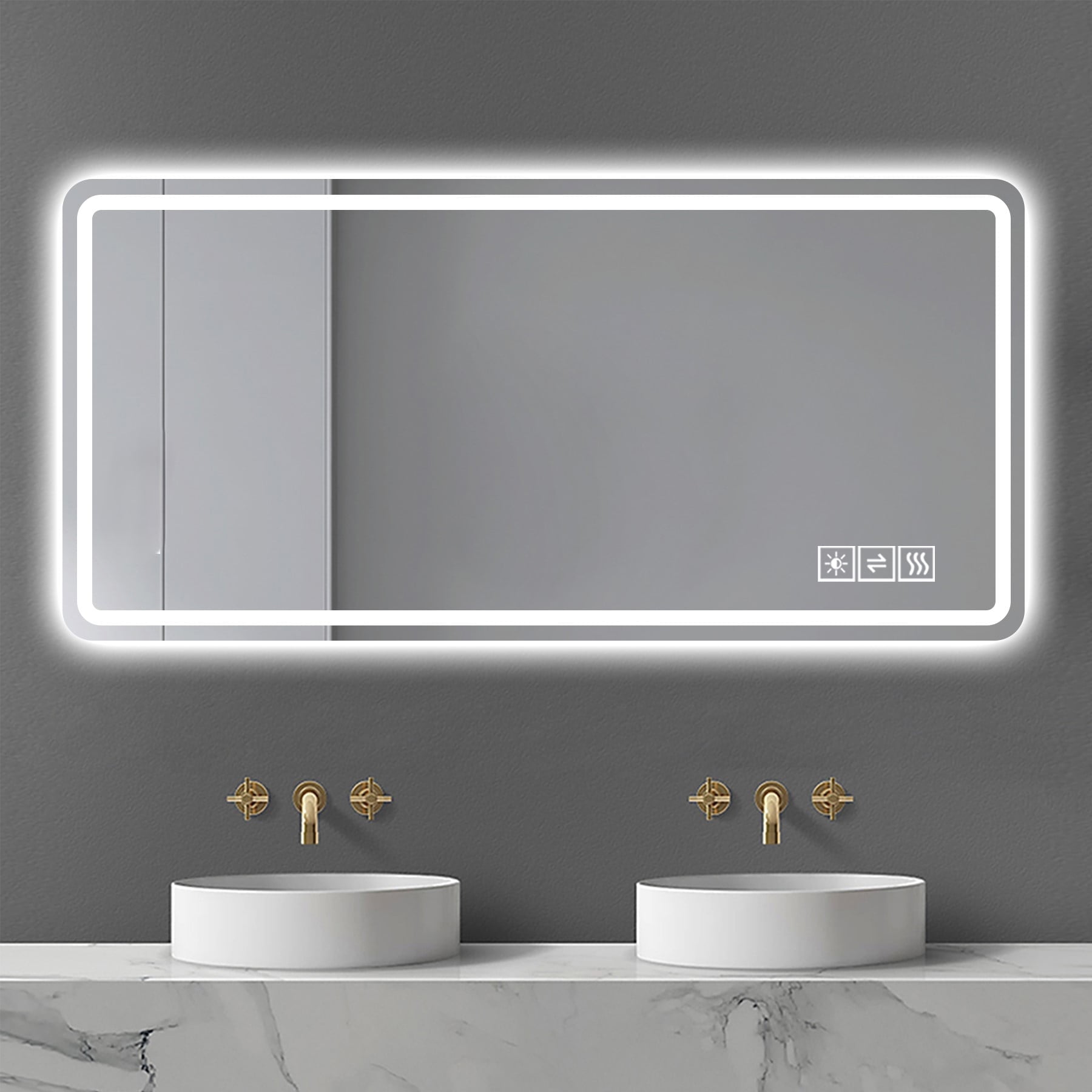 LED Bathroom Mirror with Defogger and Touch Sensor, New - Walmart.com