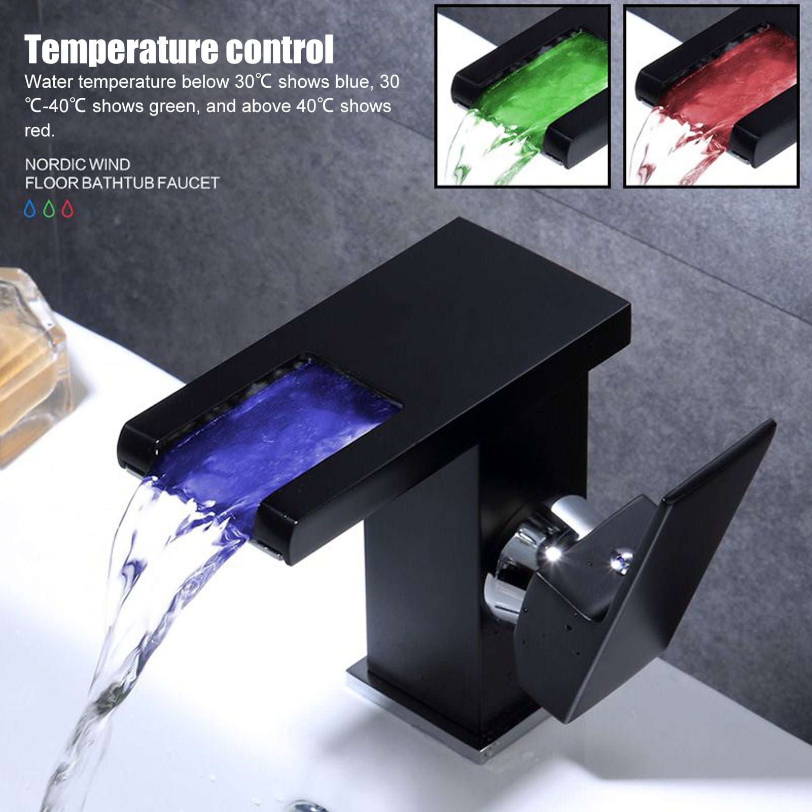 HechoVinen LED Bathroom Faucet, Brushed Nickel Single Handle Basin Sink ...