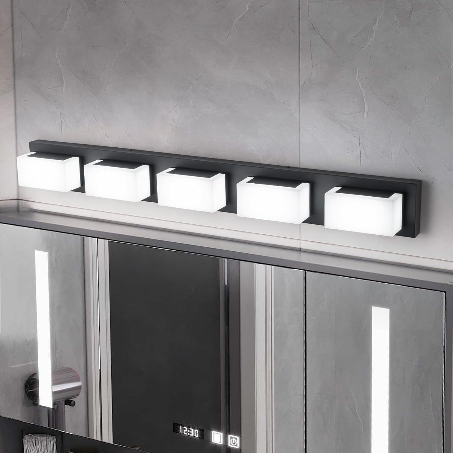 LED Bathroom Vanity Light Fixtures 38-Inch 35W Matte Black Modern ...