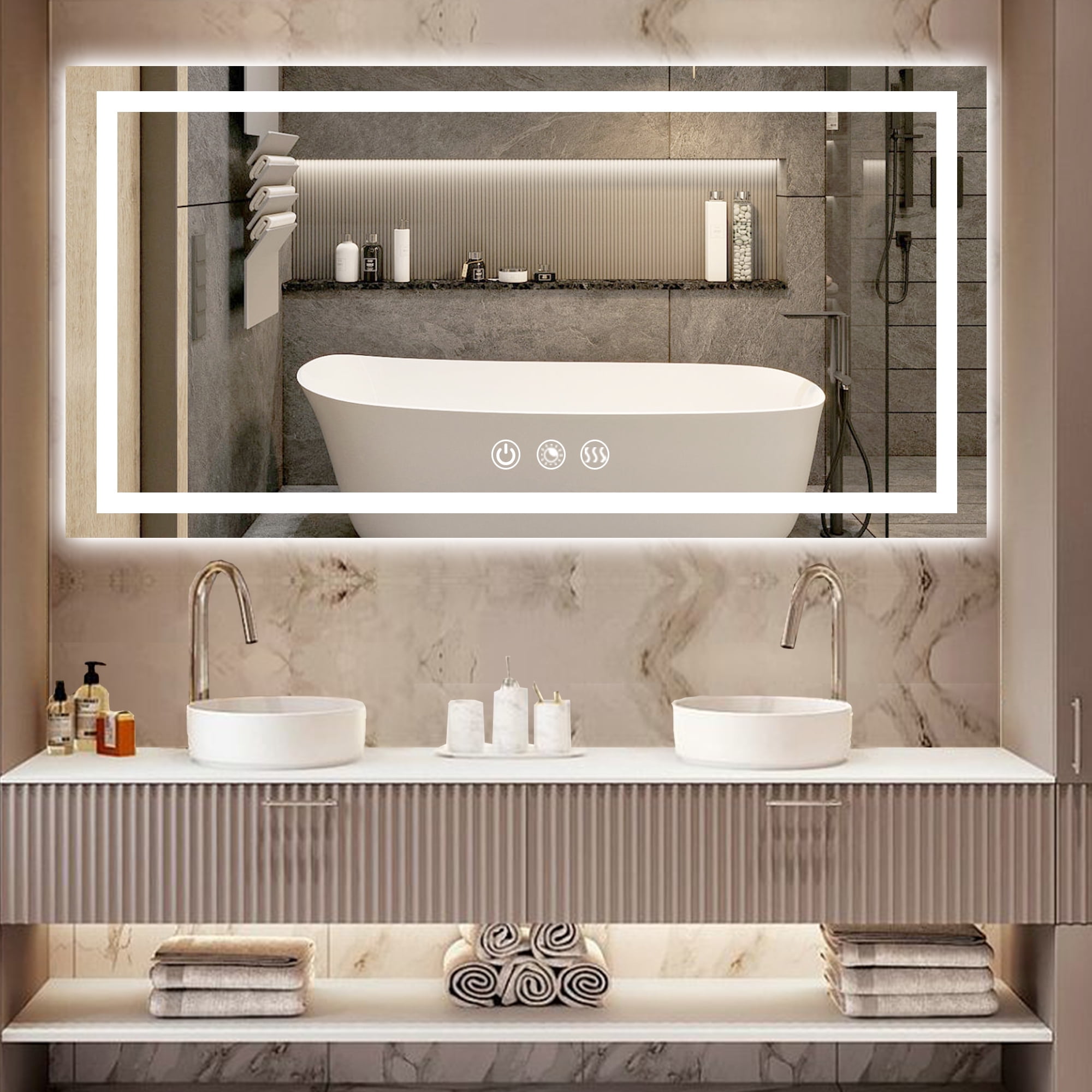 "48""X32"" LED Bathroom Vanity Mirror, Frontlit & Backlit, 3 Color ...