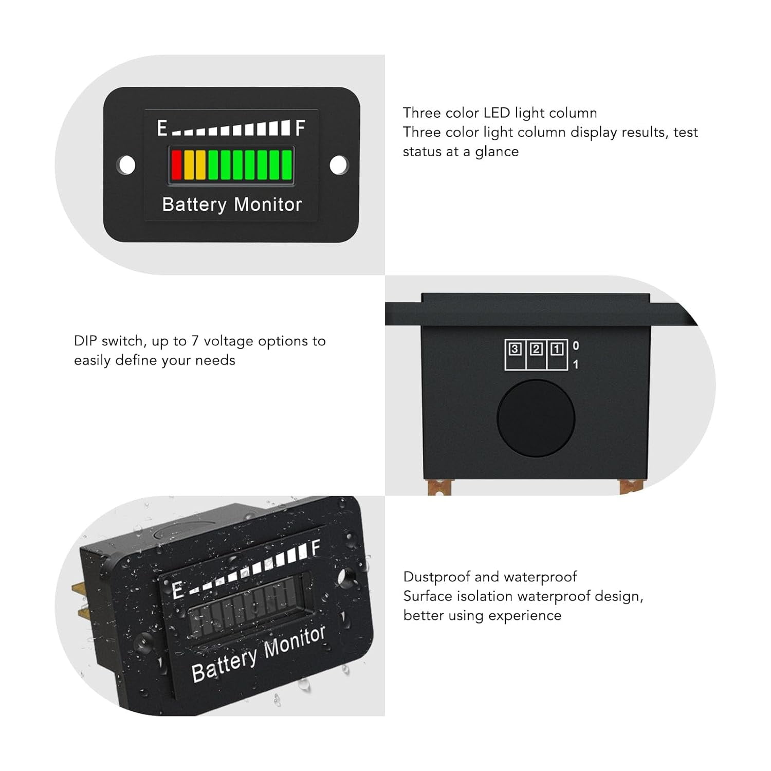 LED Battery Level Indicator, Golf Cart Battery Meter, 12v 24v 48v 60v ...