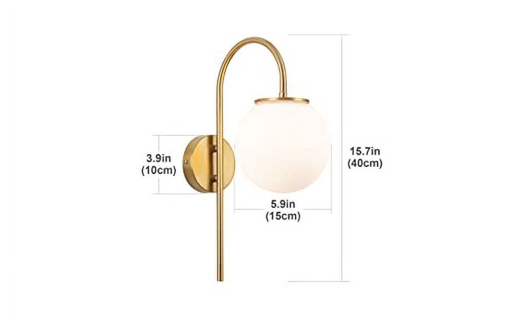 LED Battery Operated Wall Sconce Fixture Set of 2, Modern Globe Glass ...