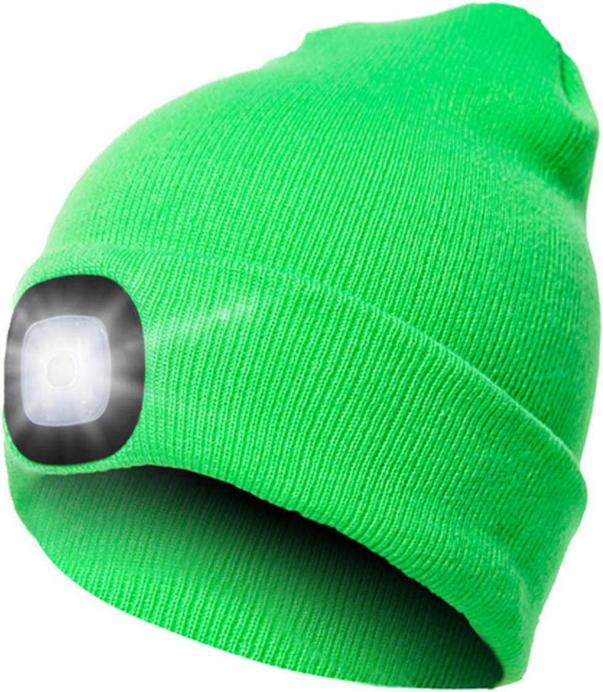 LED Beanie Hat with Headlamp, Unisex 4 LED Knitted Cap Flashlight Head ...