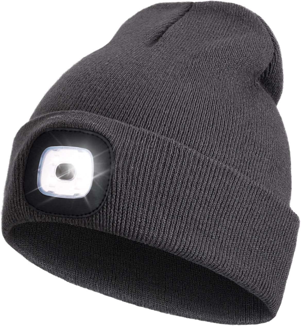 LED Beanie Hat with Light, Unisex USB Rechargeable Headlamp Winter ...