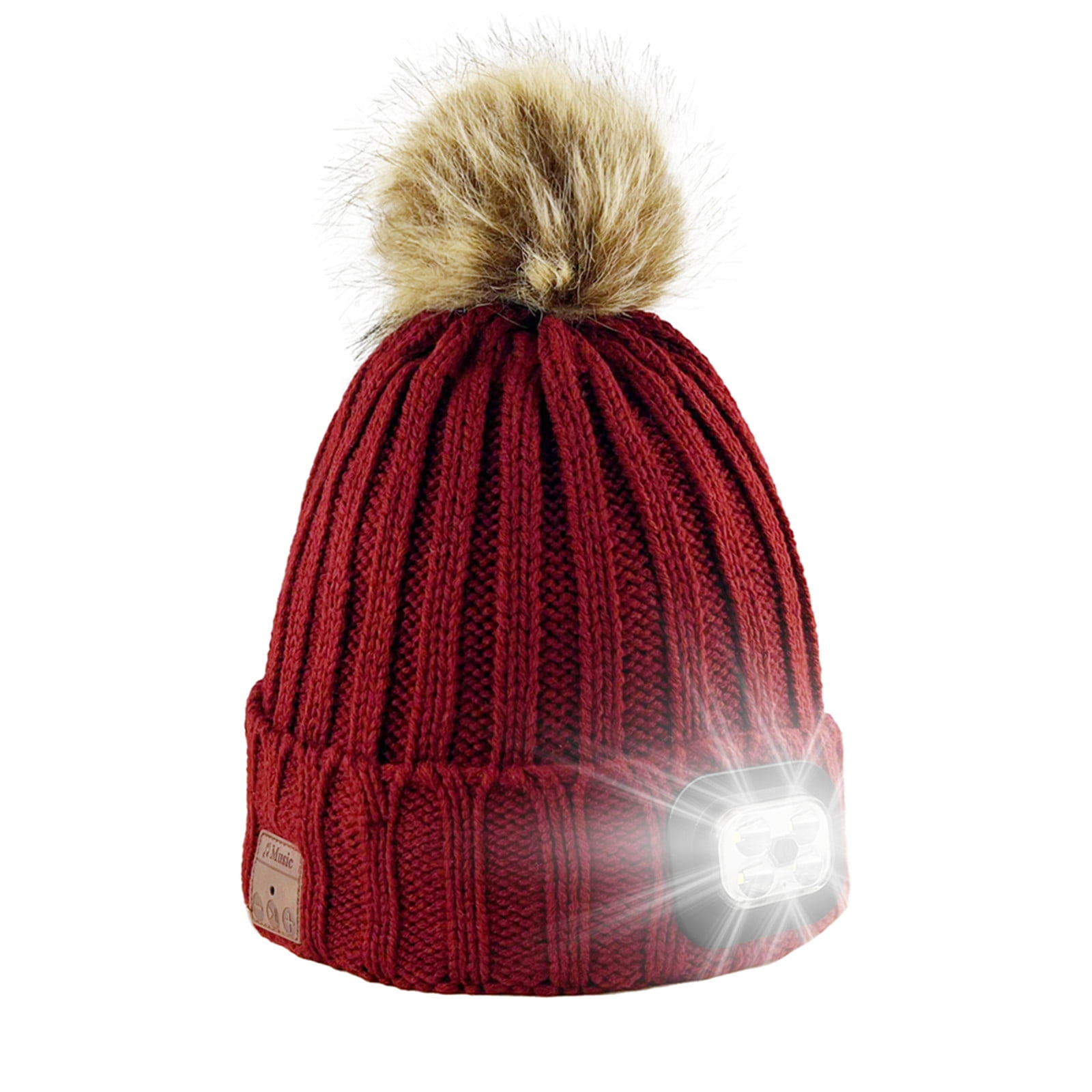 LED Beanie with Light, Unisex USB Rechargeable Hands Free 4 LED ...