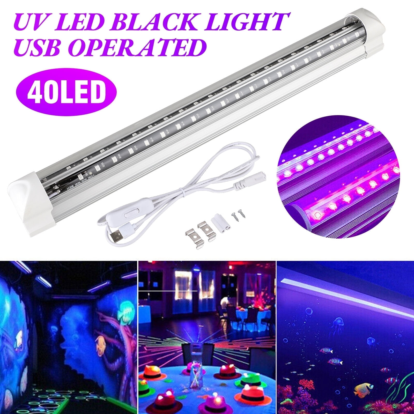 LED Black Lights, GYDEK 10W USB UV Blacklight Bar Glow in The Dark for ...