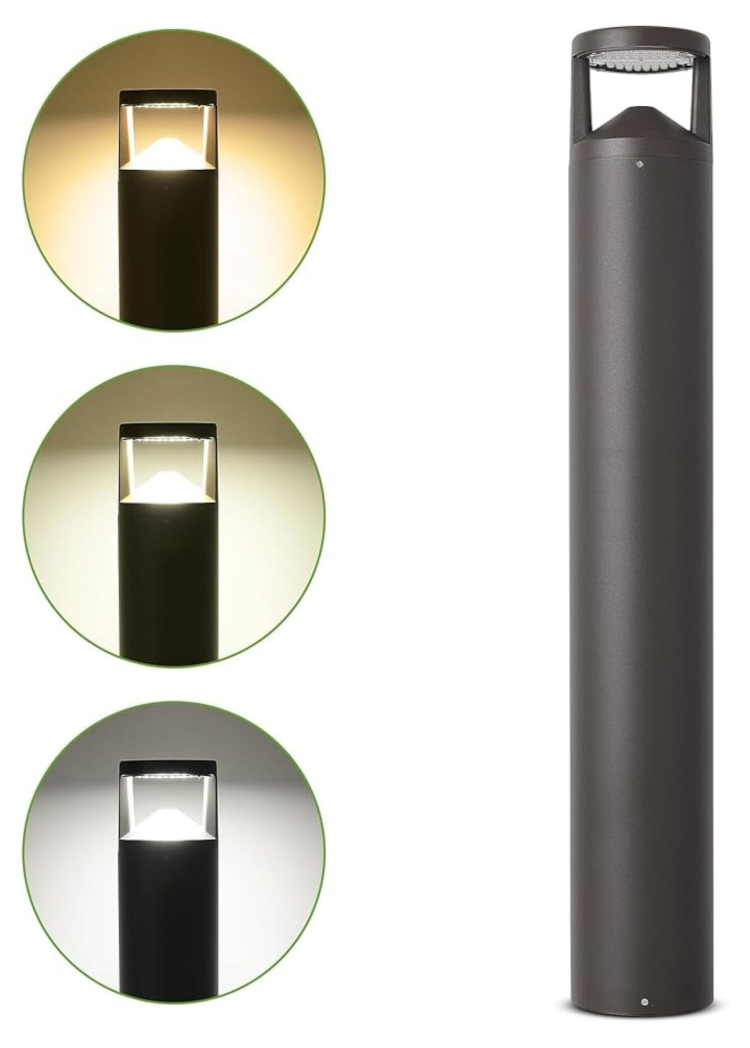 LED Bollard Landscape Light, 42inch 24W 3CCT 30K/40K/50K Selectable ...