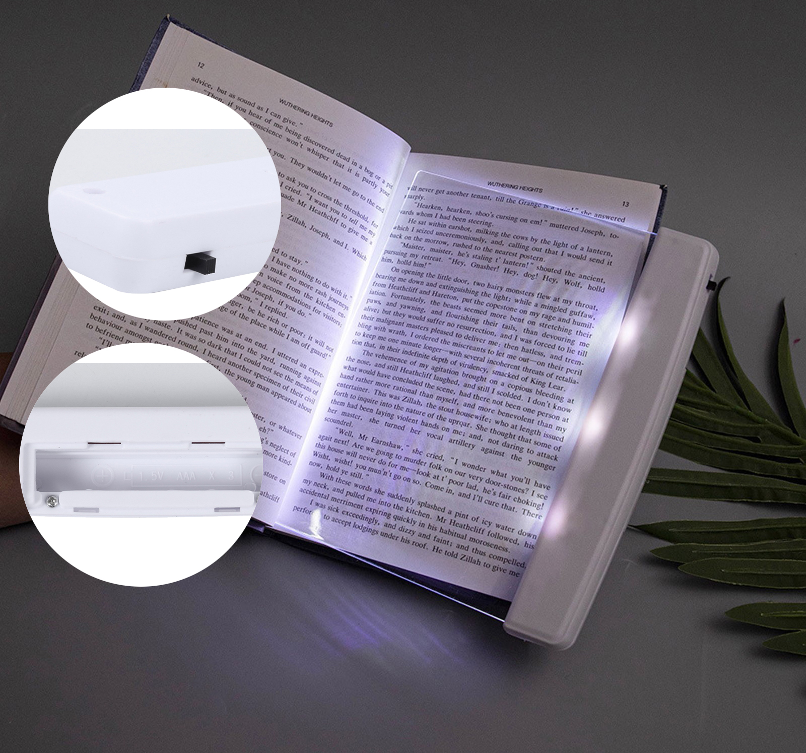 LED Book Light Flat, LED Panel Book Reading Lamp Board for Reading in ...