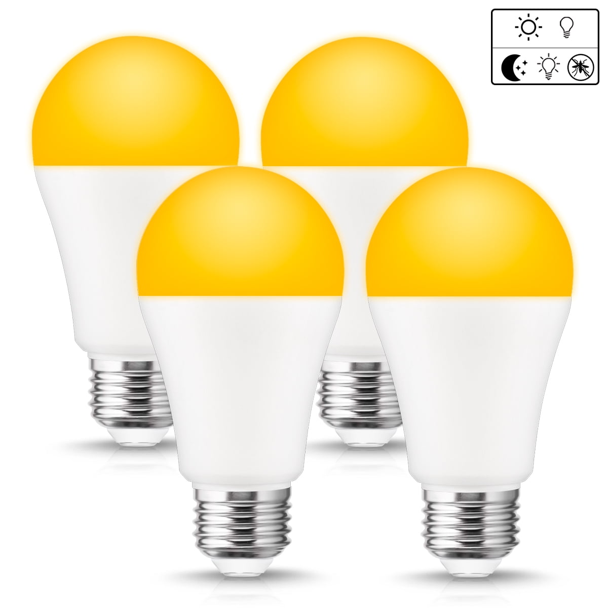 LED Bug Light Bulbs, Dusk to Dawn Yellow Bulb, A19 12W=100W Amber Light ...
