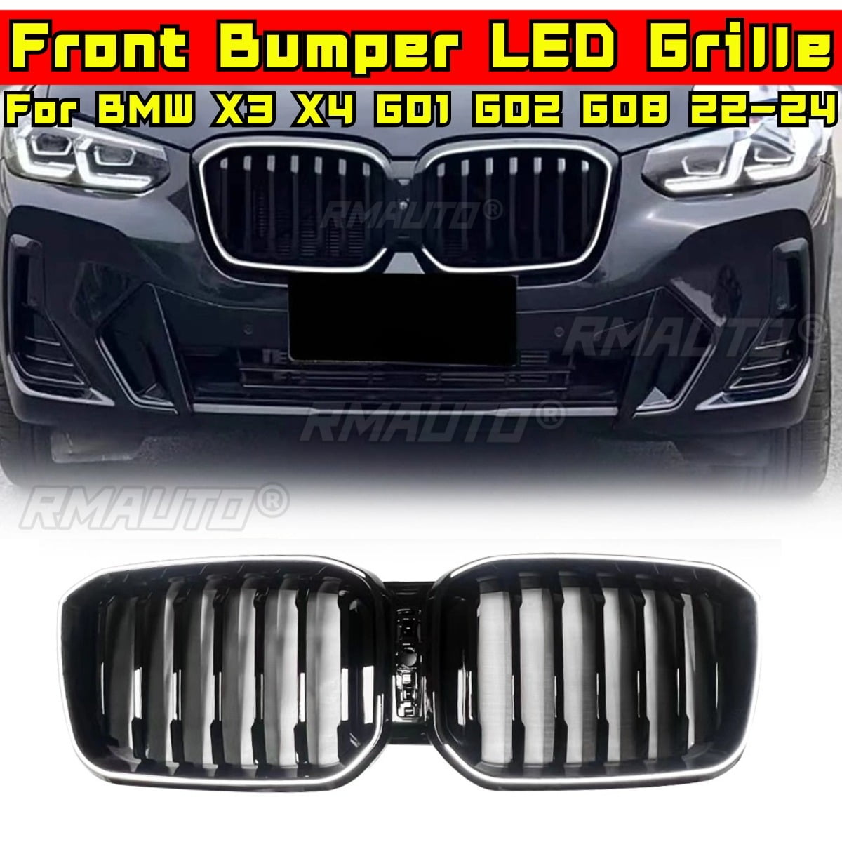LED Bumper Grill For BMW X3 X4 X3M X4M G01 G02 G08 2022-2024 Car Front ...