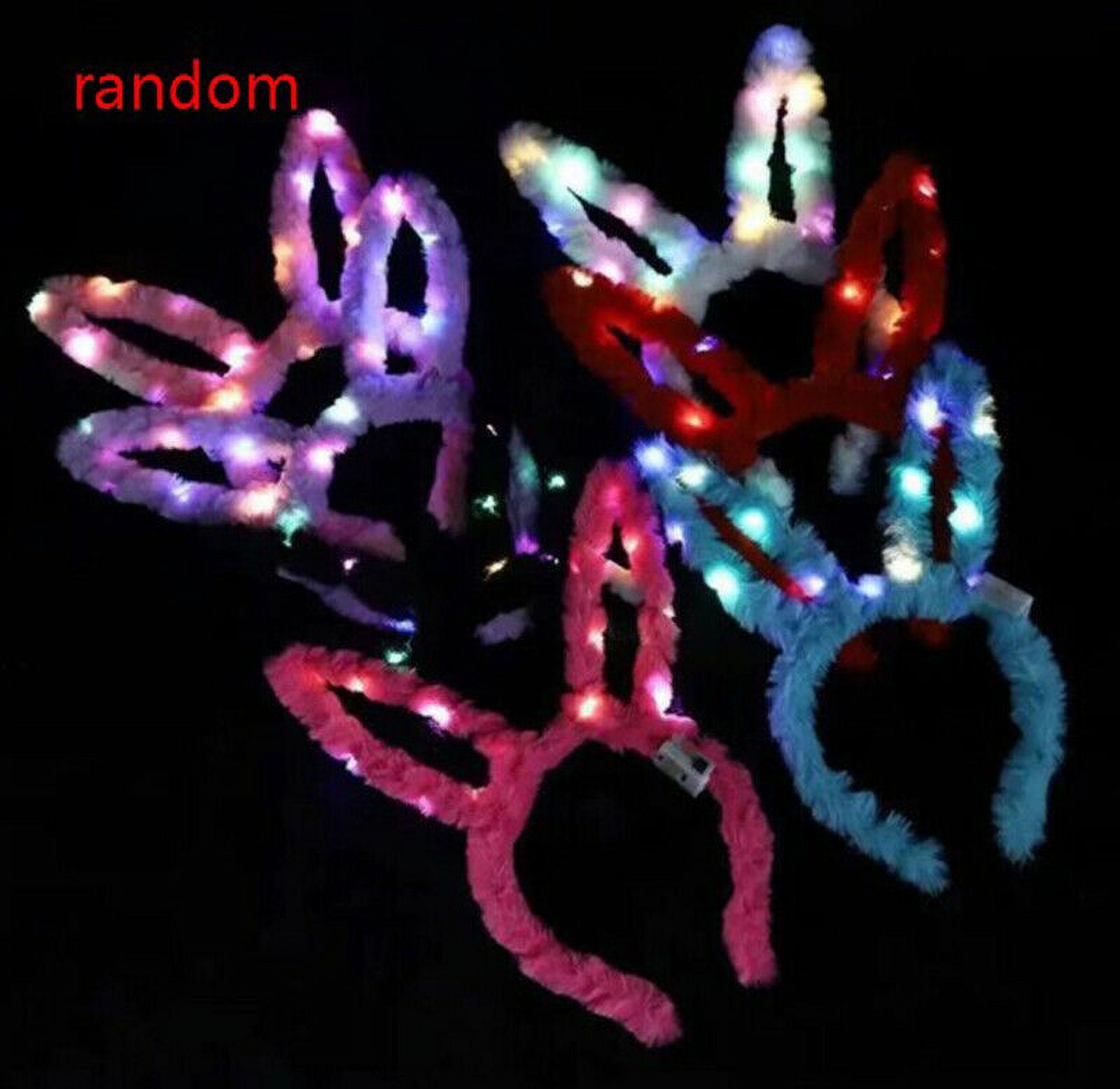 LED Bunny Ear Headband, Plush Light Up Rabbit Ears Headband Hair Hoop ...