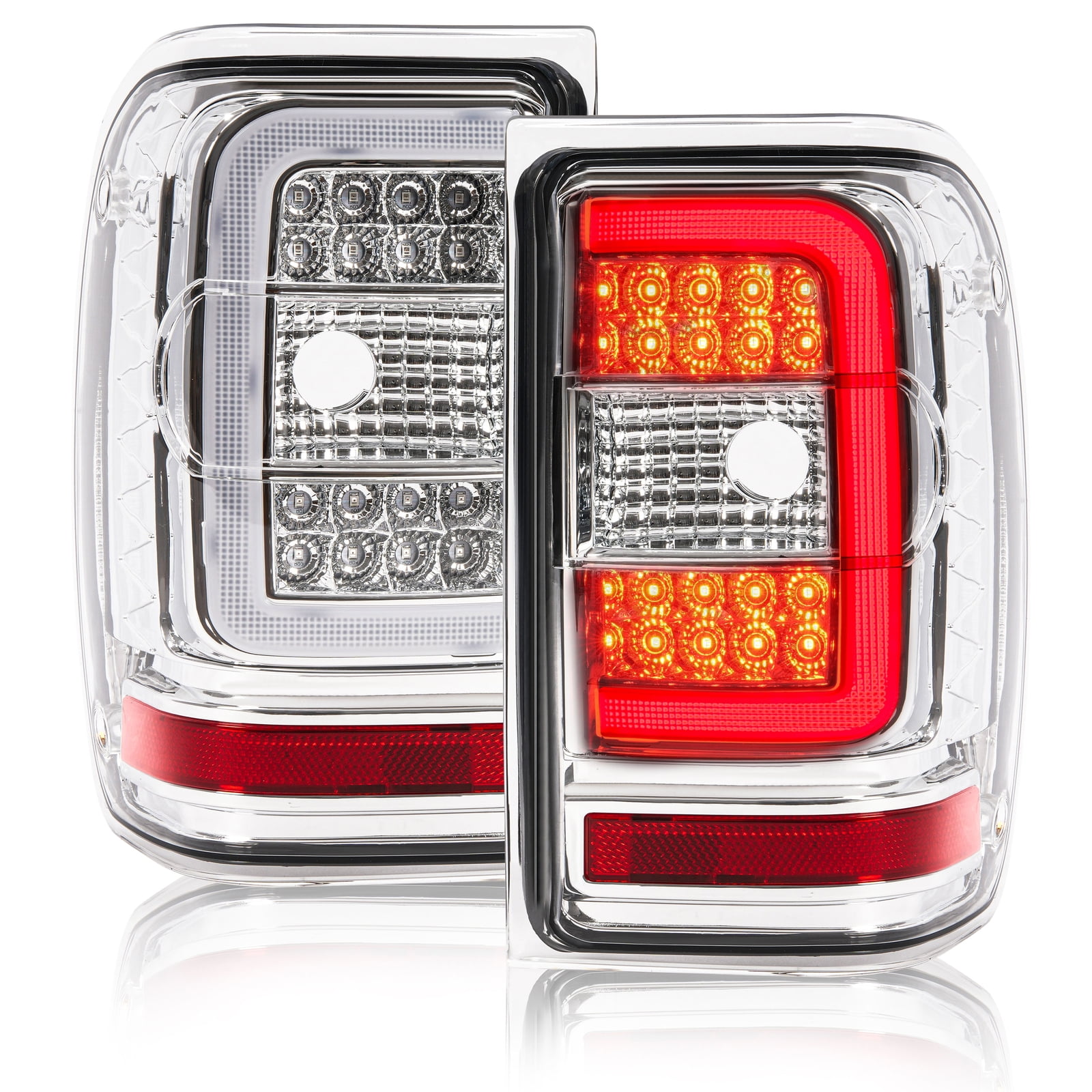 LED C Light Bar Tail Lights For Ford Ranger 2001-2011 Chrome Housing ...