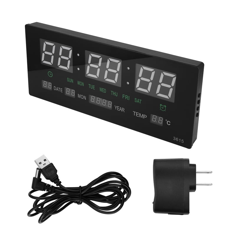 LED Calendar Electronic Clock Digital Wall Clock Alarm Hourly Chiming ...