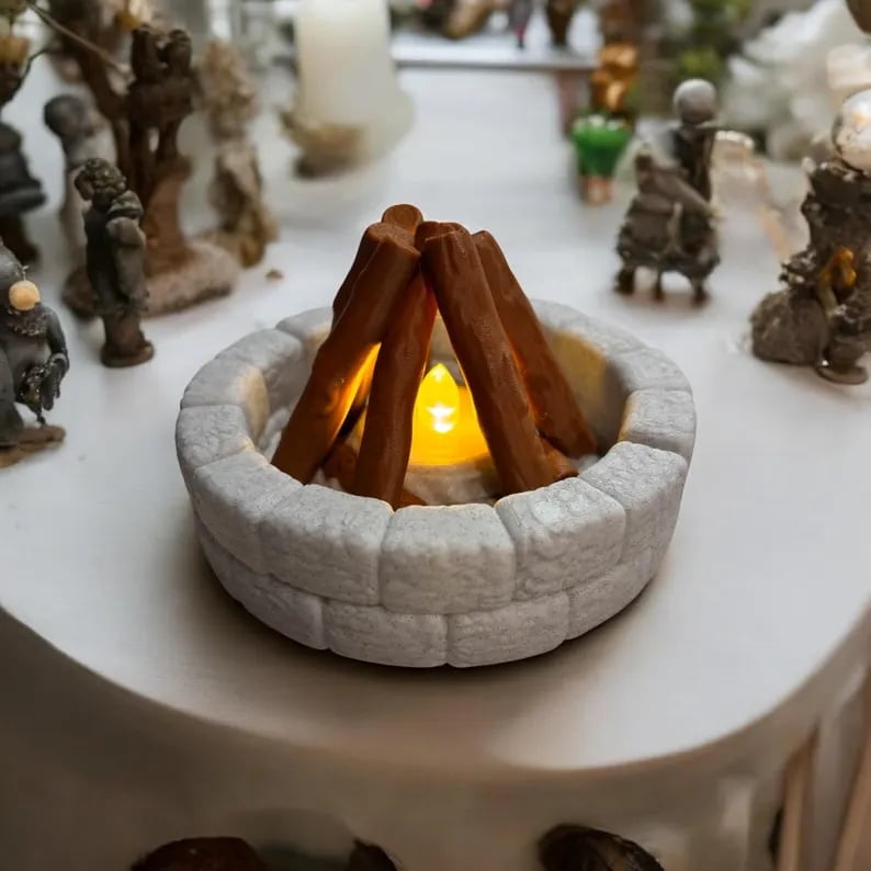 LED Campfire Light - Realistic Flickering Flame Effect - Battery Operated Portable Camp Decor ...