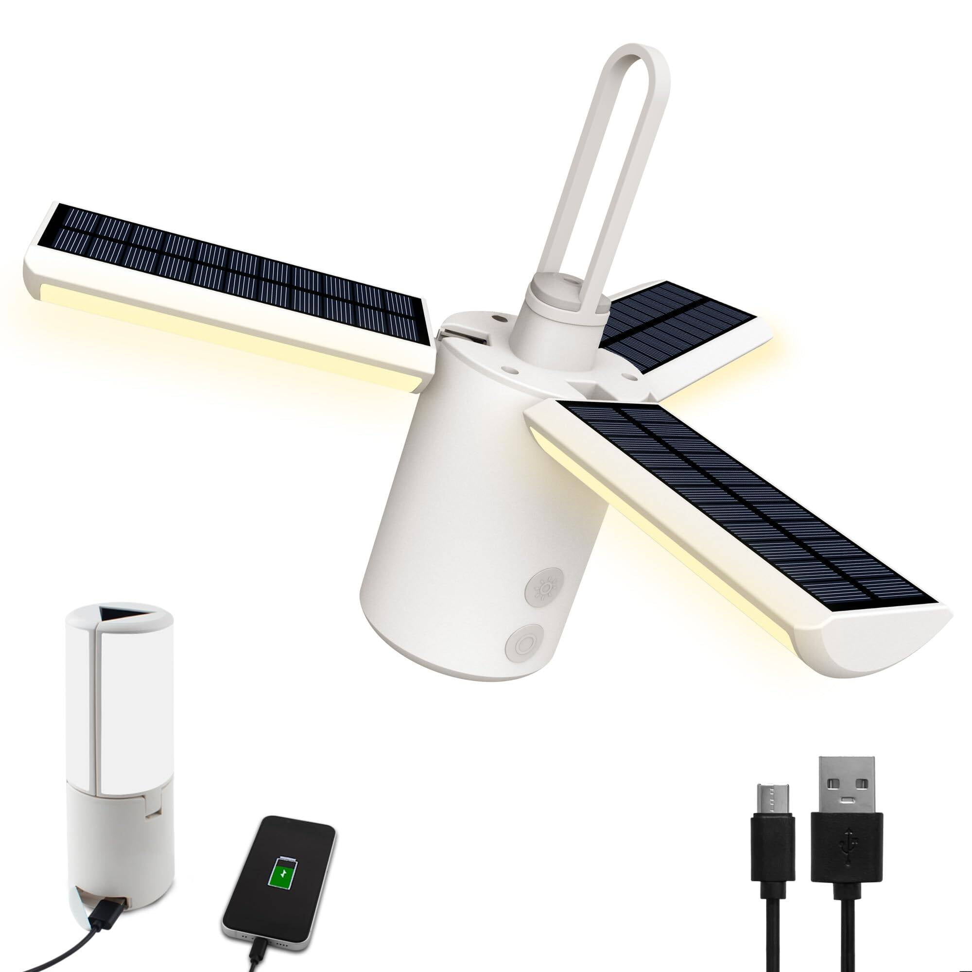 LED Camping Lantern with 3 Solar Panels, 8000mAh Rechargeable Camping ...