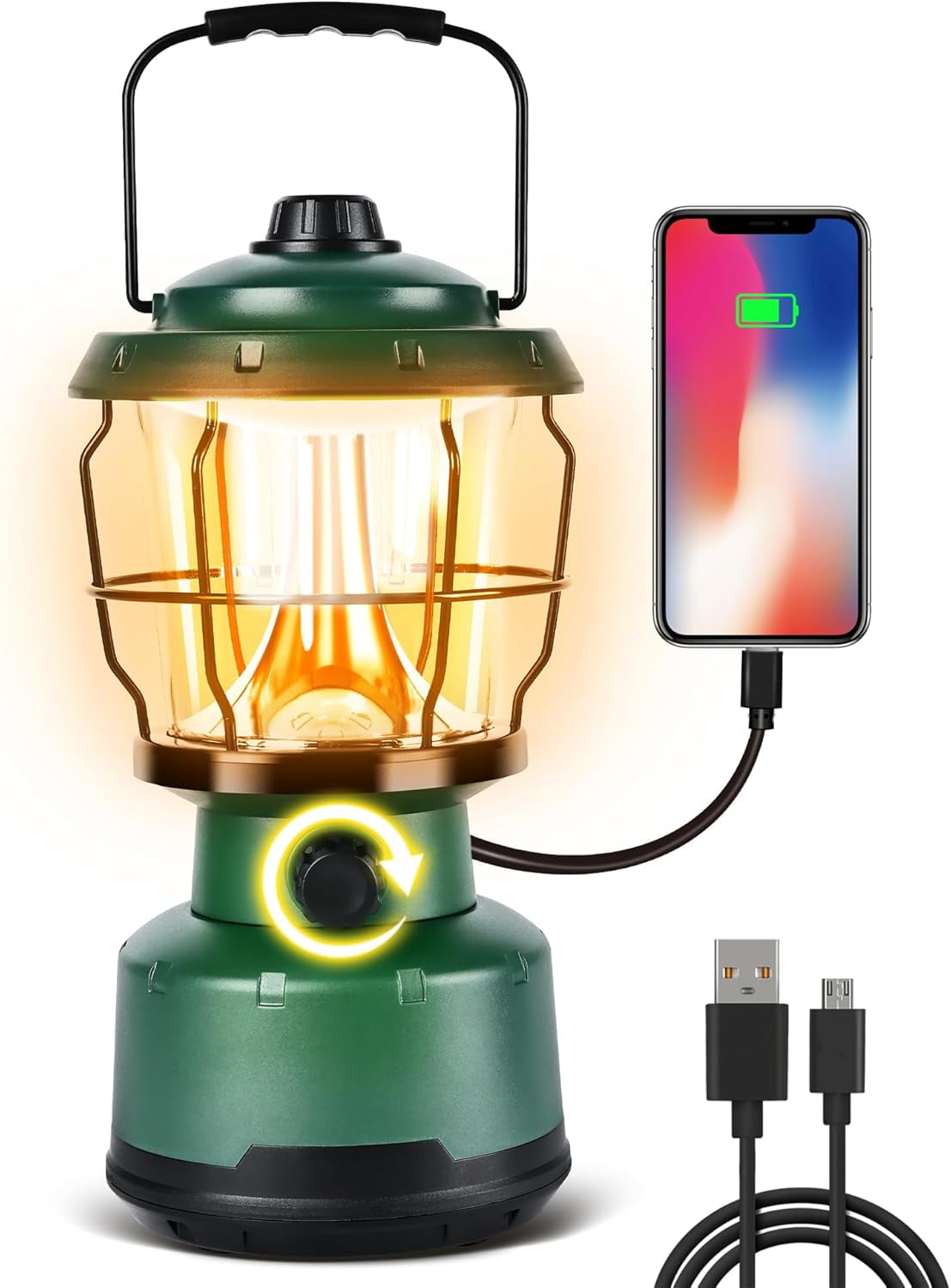 LED Camping Lantern, Dimmable Vintage Rechargeable Lantern, Water ...