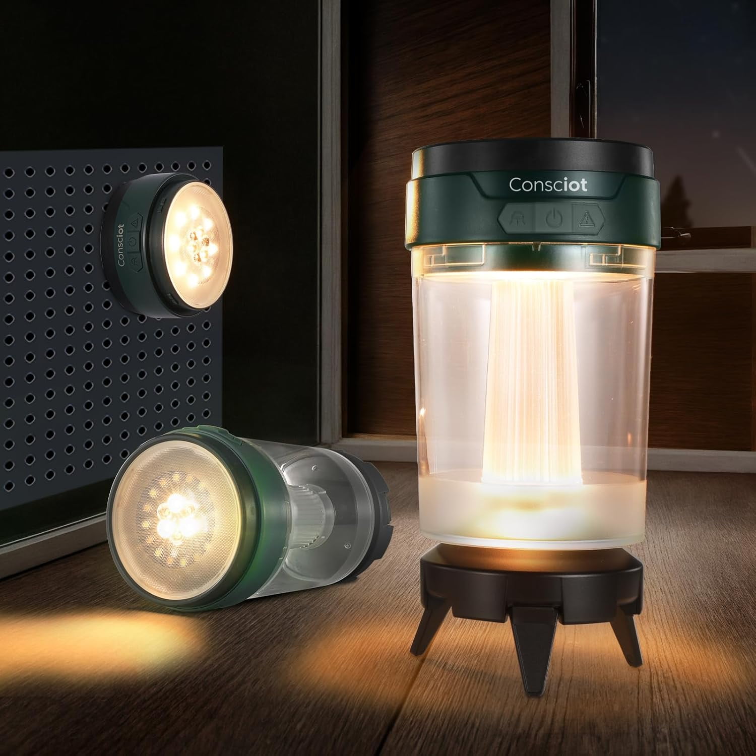 LED Camping Lantern, USB-C Rechargeable, 5 Light Modes 3 Color ...