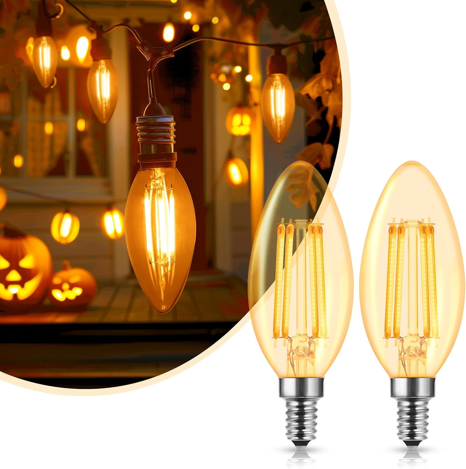 LED Candle Orange Light Bulb - 4W (40Watt Equivalent) - E12 Base LED ...