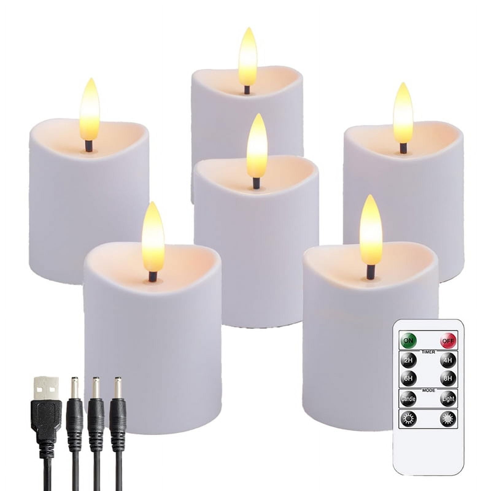 LED Candles, Flickering Flameless Candles,Rechargeable Candle, Real Wax ...