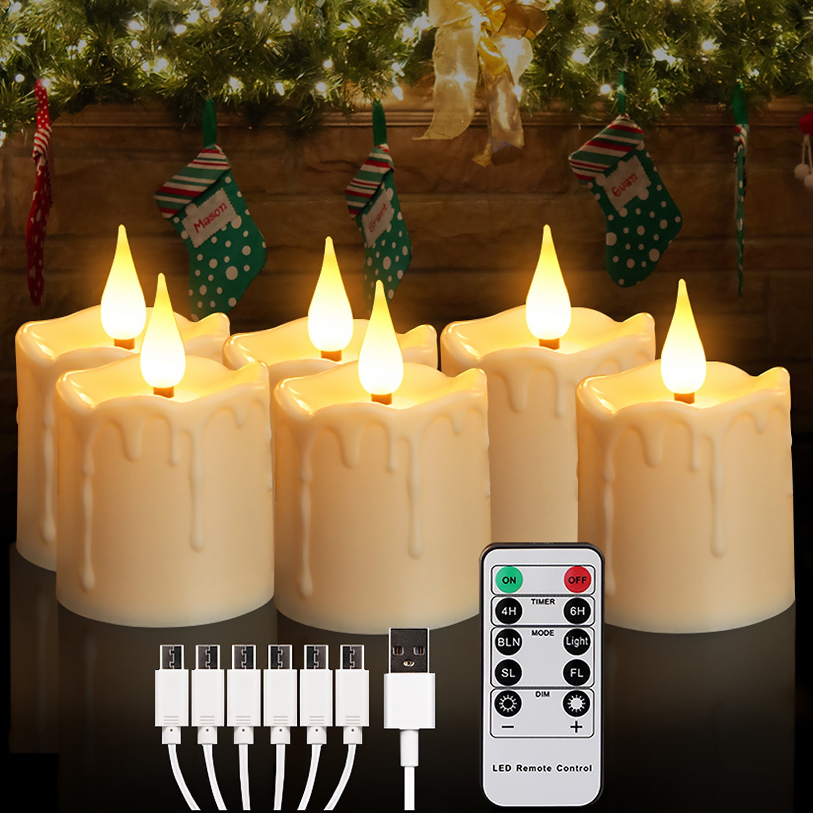 LED Candles Lights, 6 Pack Rechargeable Flickering Flameless Tea Lights ...