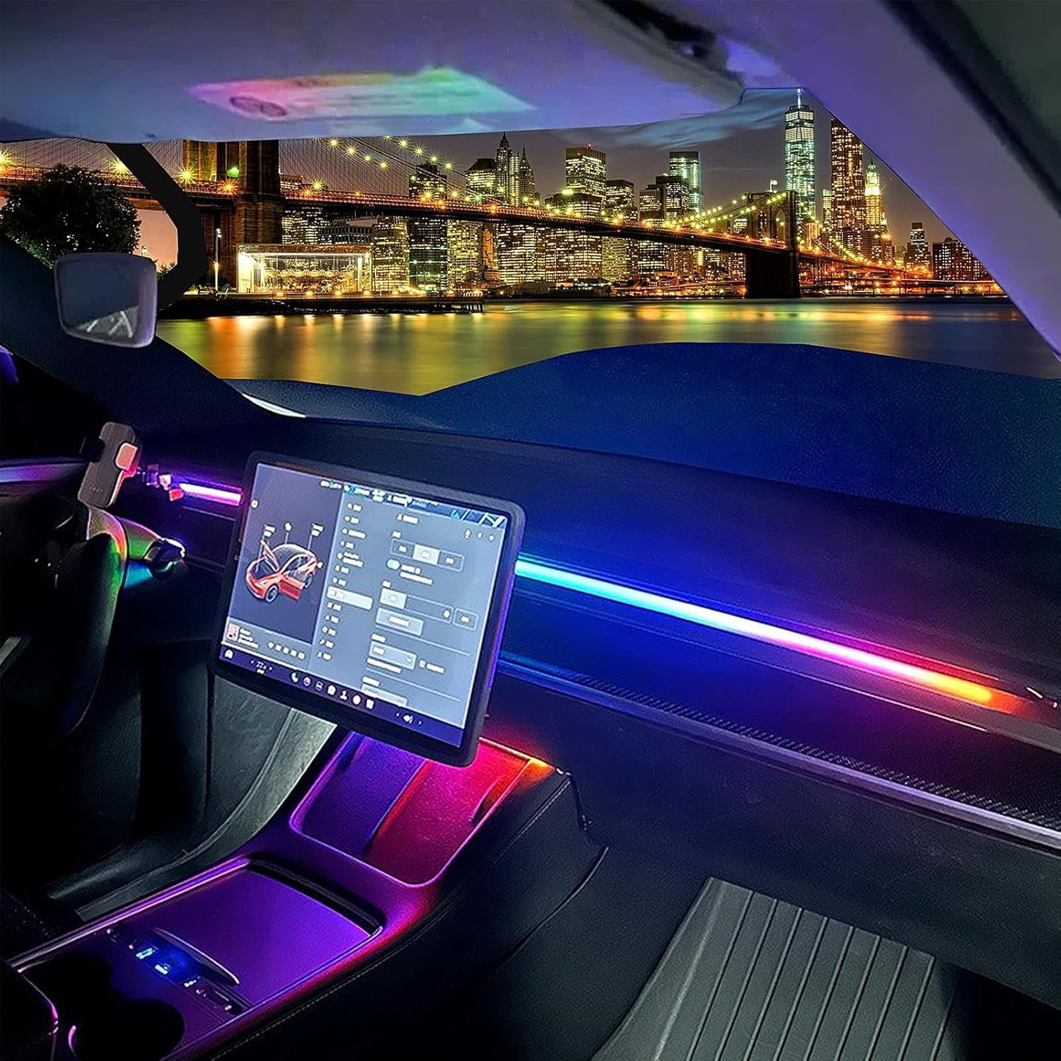 LED Car Ambient Lighting Strip for Tesla High Brightness with APP ...