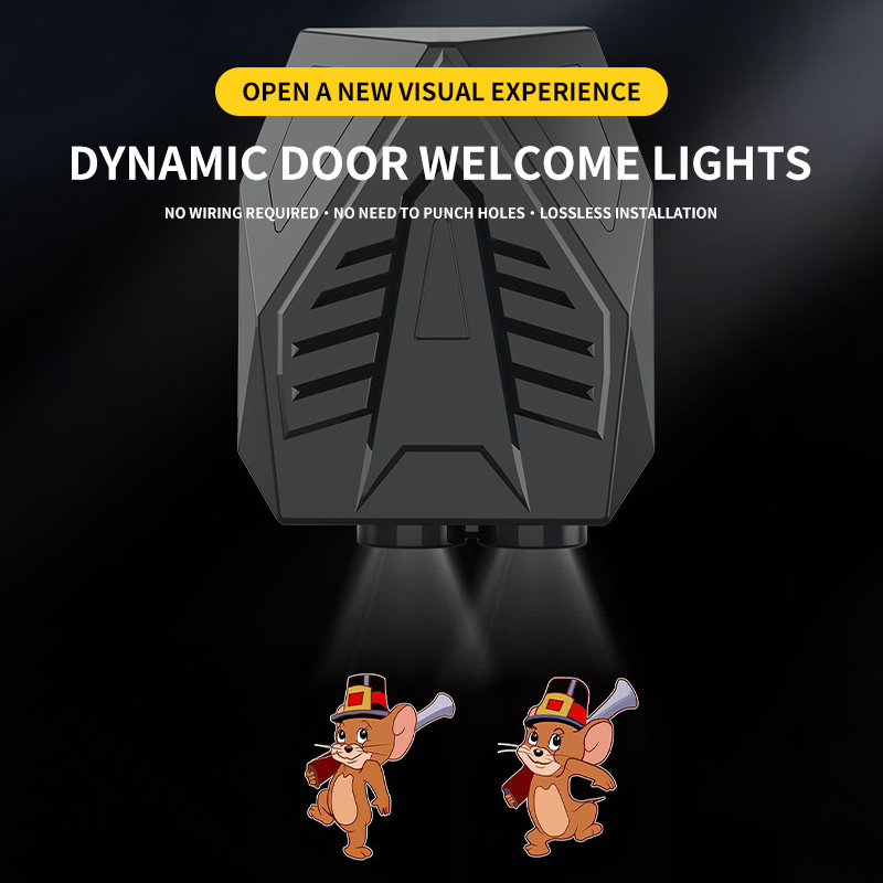 LED Car Door Lights Moving Cartoon Mouse Courtesy Light Universal ...