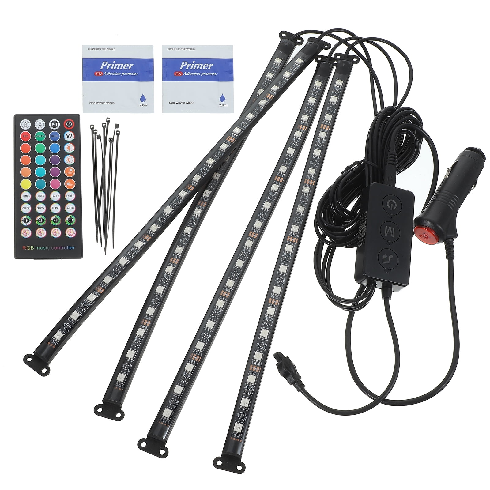 LED Car Interior Light Bar Remote Control App Adjustable-72led One to ...