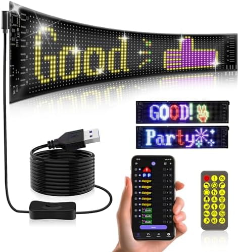 LED Car Sign, 15"*4" Programmable Flexible Scrolling LED Sign for Car ...
