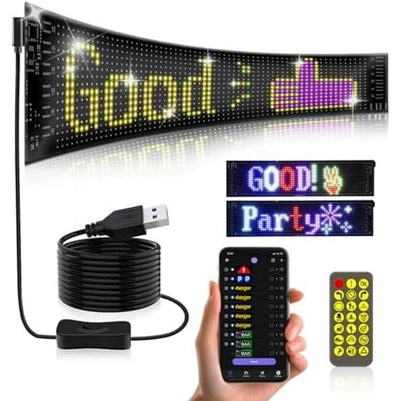 LED Car Sign, 15"*4" Programmable Flexible Scrolling LED Sign for Car ...