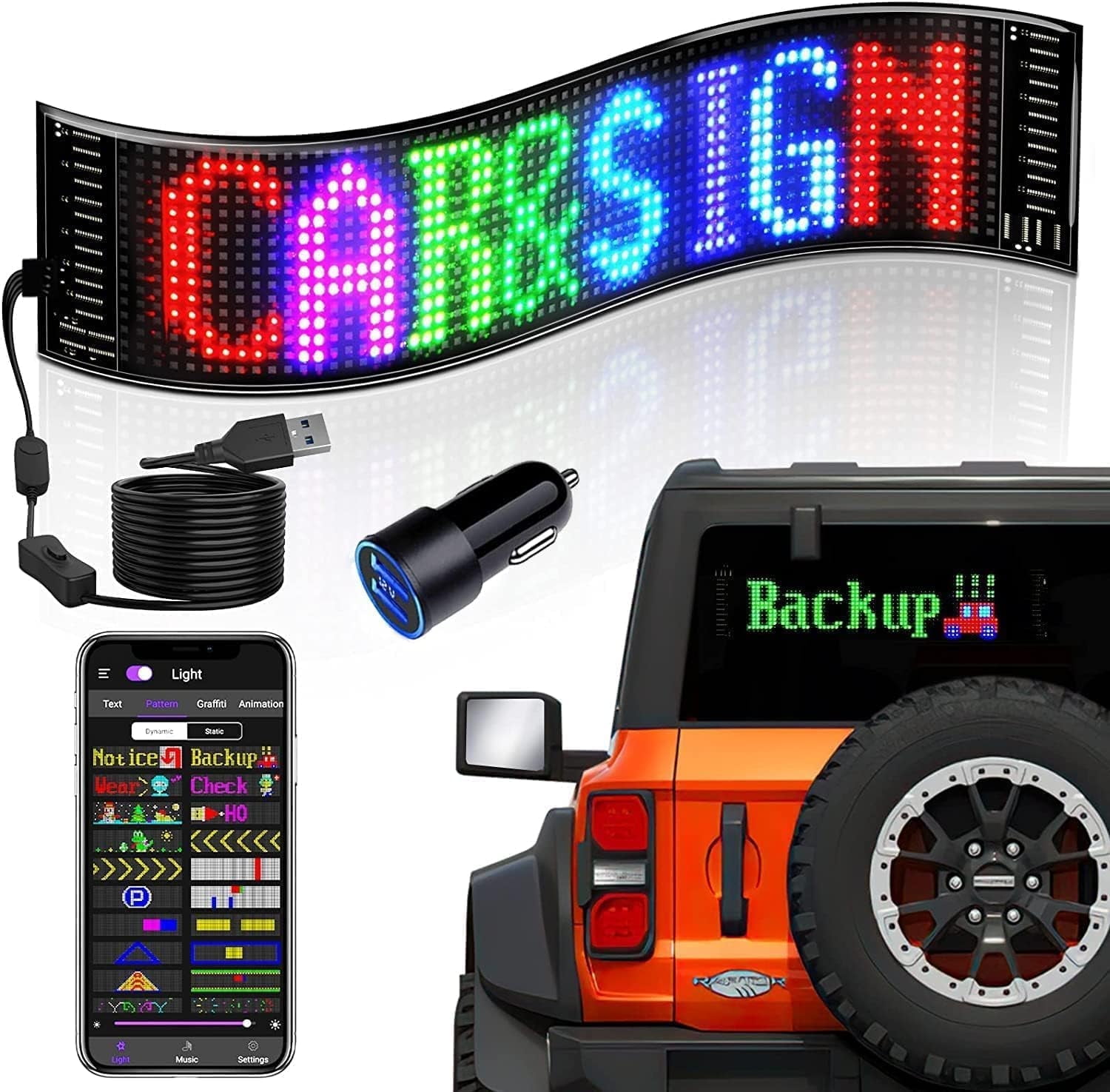 LED Car Sign, Programmable LED Matrix Panel FPCB Flexible Screen ...