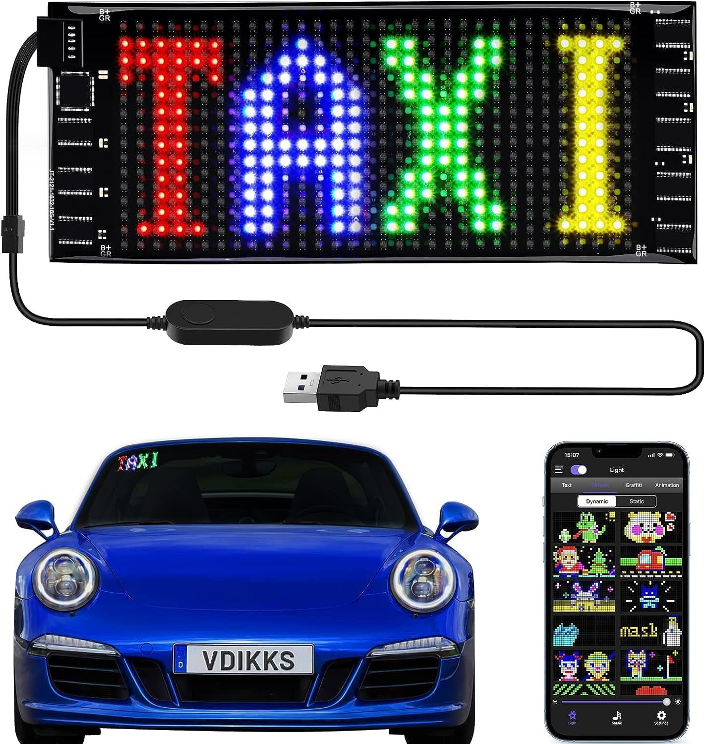 LED Car Sign, Programmable LED Matrix Panel FPCB Flexible Screen ...