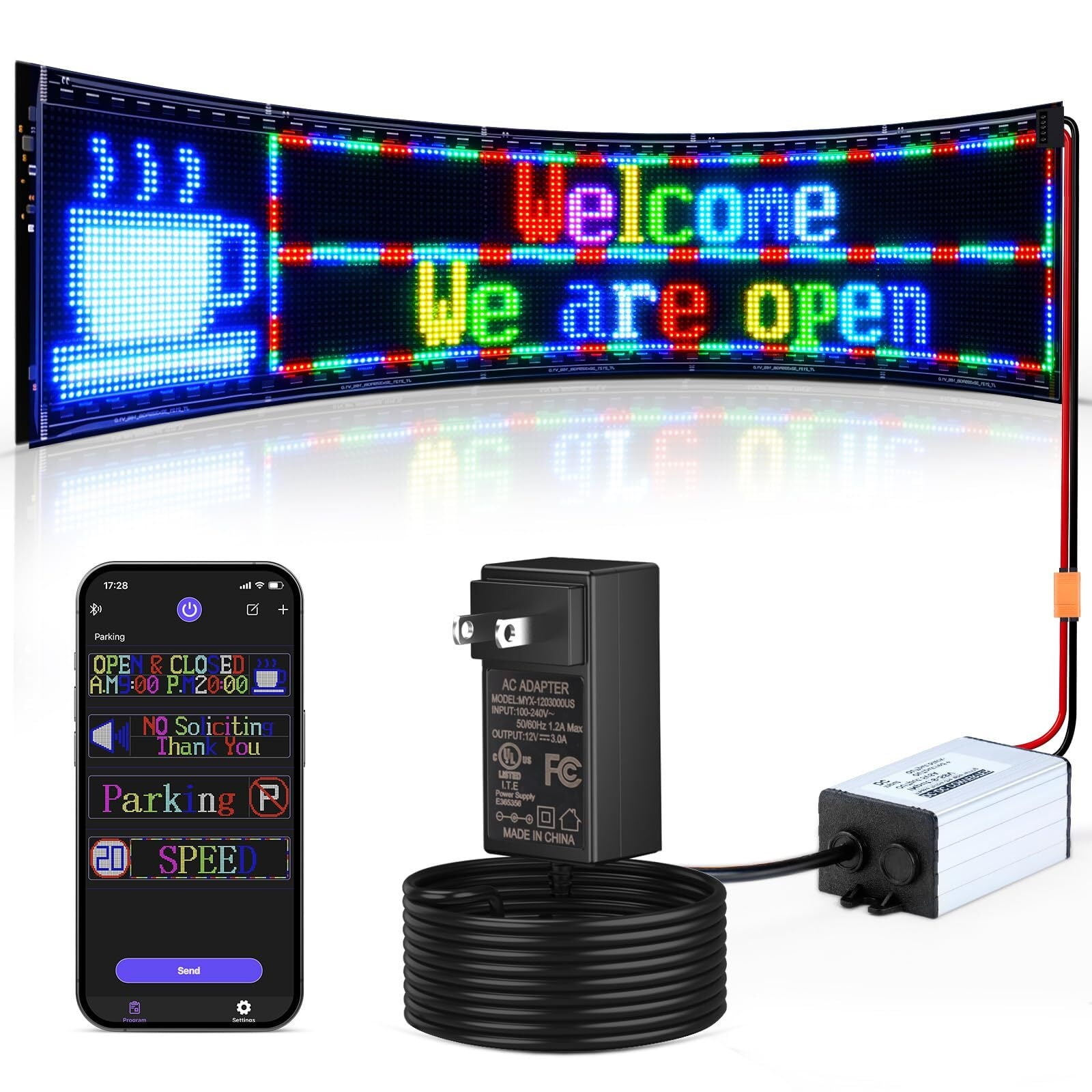 LED Car Sign, Programmable LED Matrix Panel FPCB Flexible Screen ...