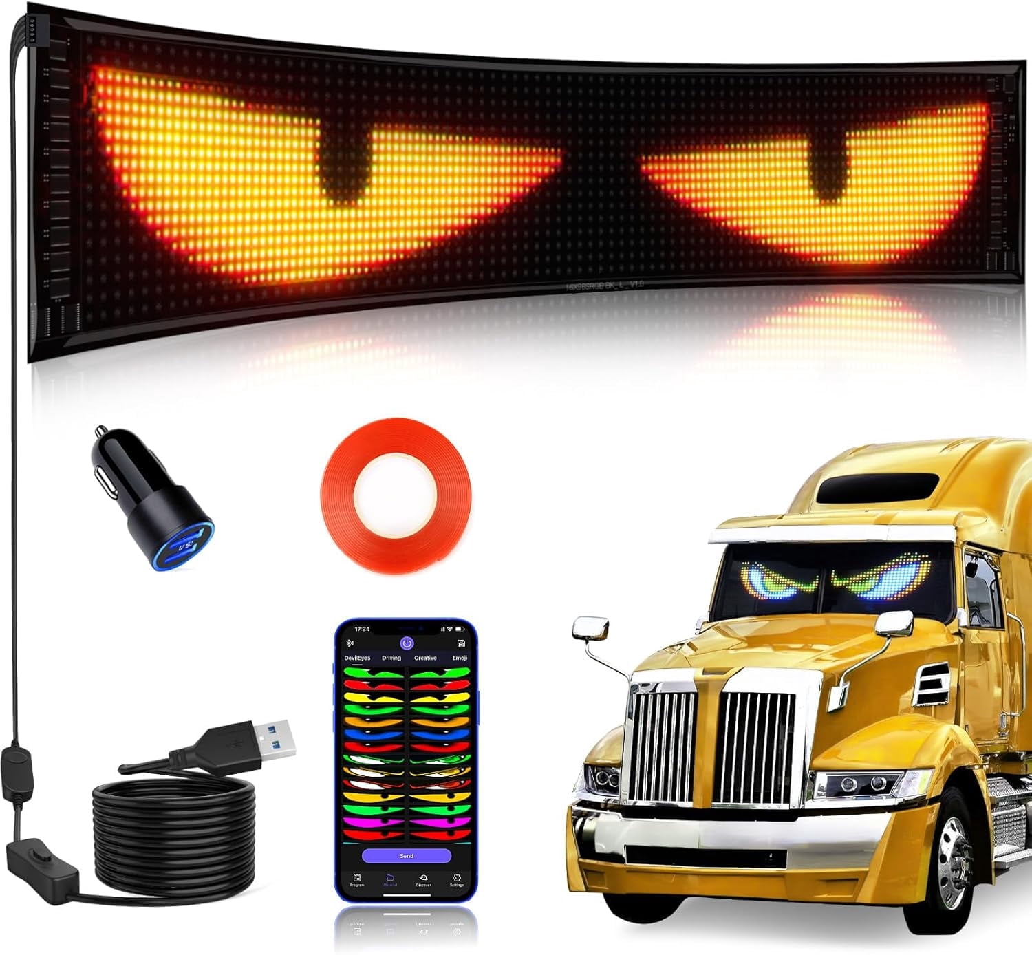 LED Car Sign, Programmable LED Matrix Panel Flexible Screen Display ...