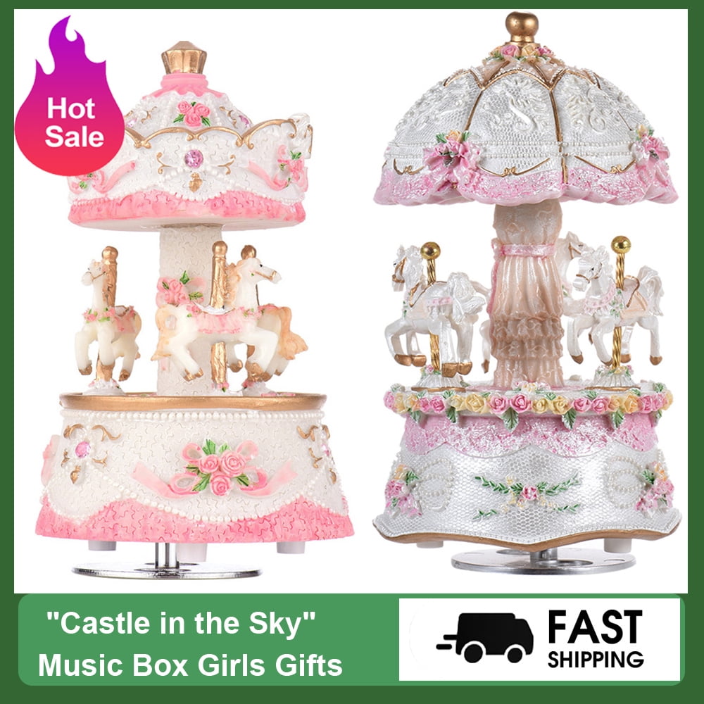 LED Carousel Music Box Merry-Go-Round Rotating Horse Music Box Toy ...