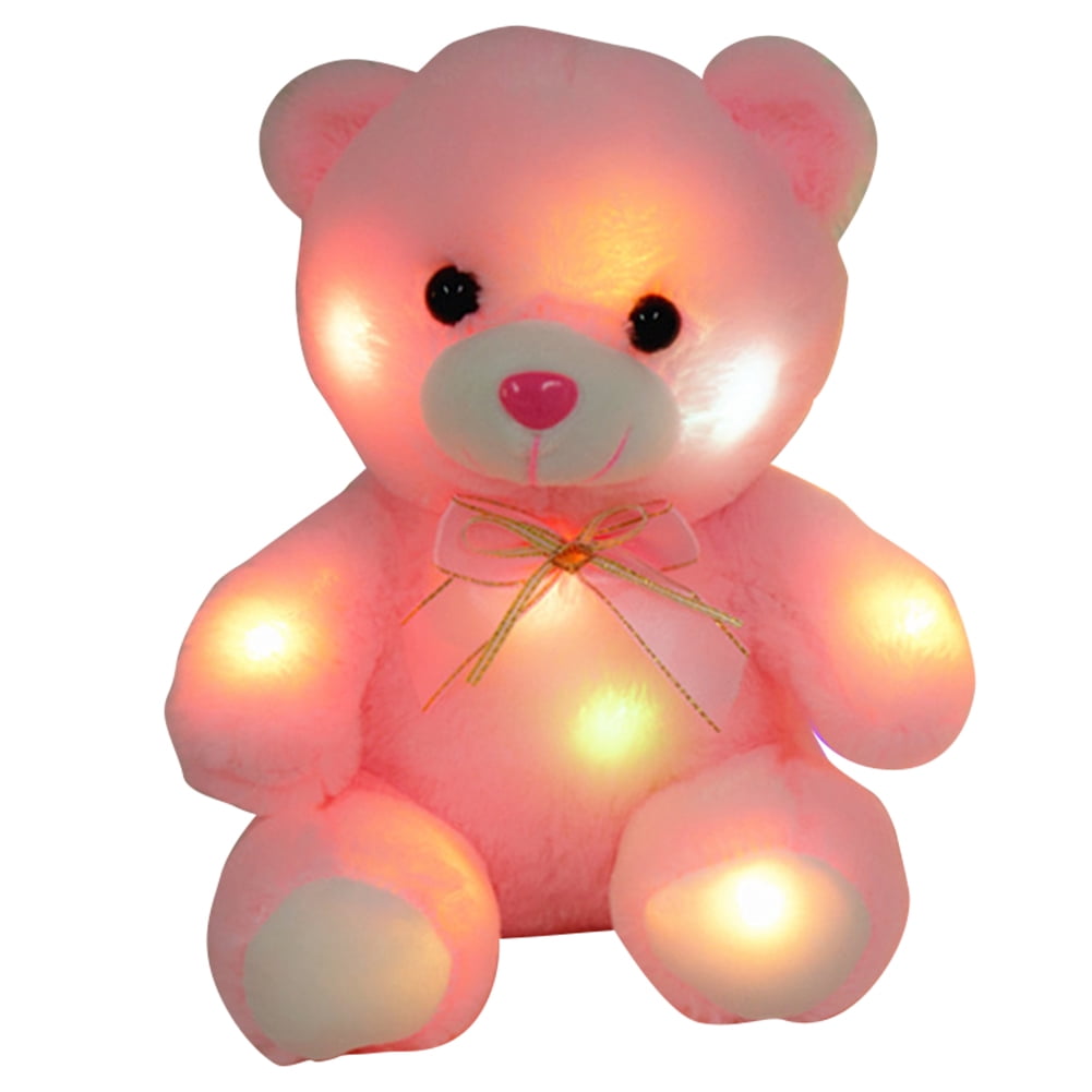 LED Cartoon Teddy Bear Plush Doll Night Light Up Stuffed Animal Sleep ...