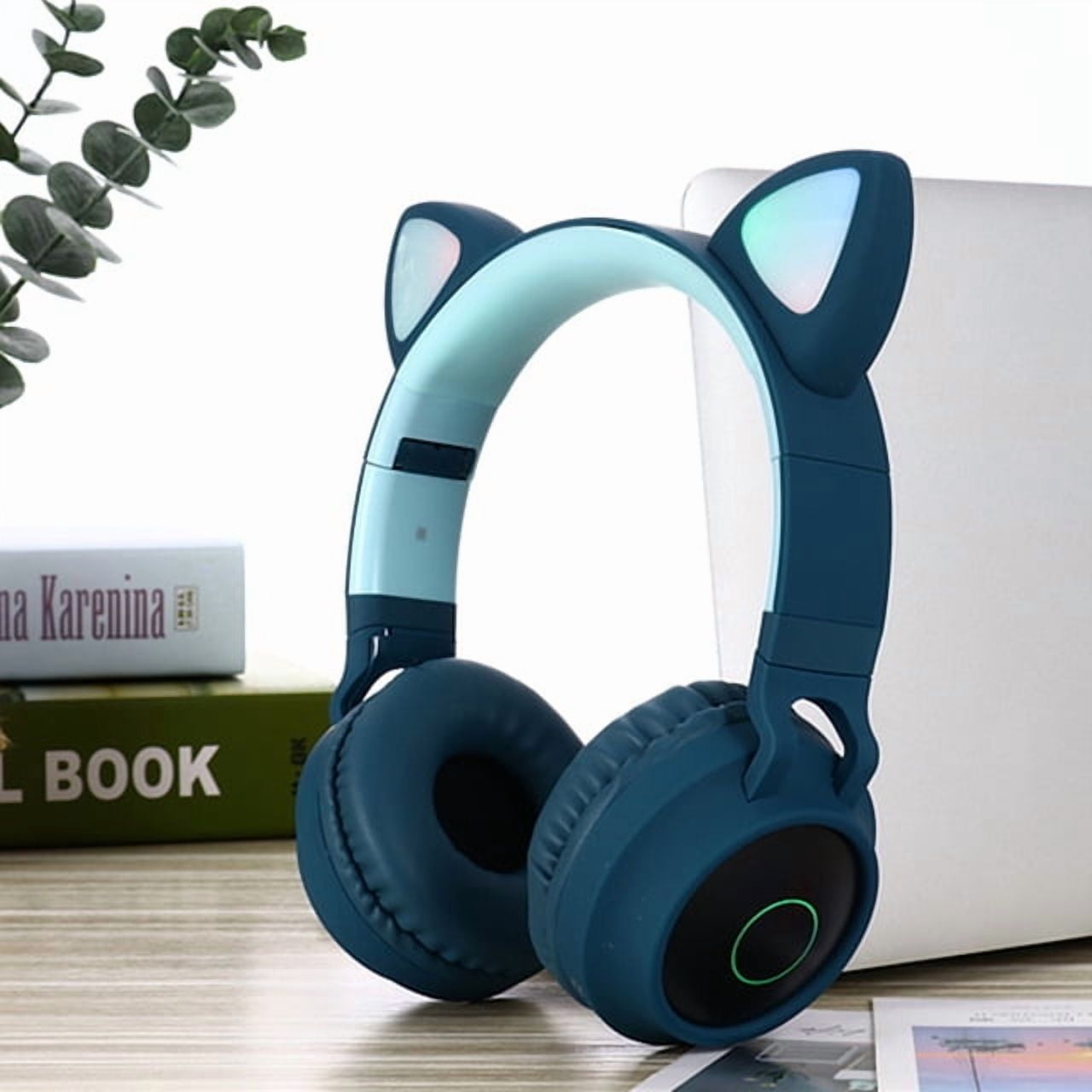 LED Cat Ear Headphones Noise Cancelling Bluetooth 5.0 Adults and Kids ...