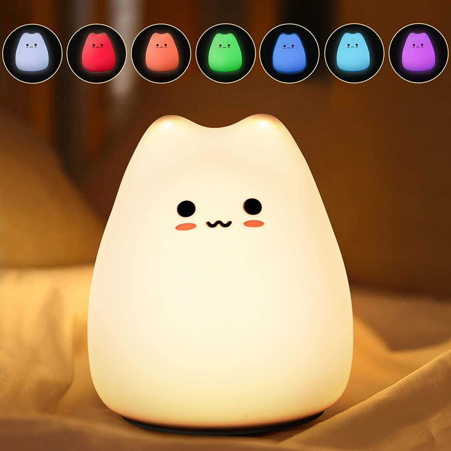 LED Cat Night Light for Kids, Cute Nursery Color Changing Kids Night ...