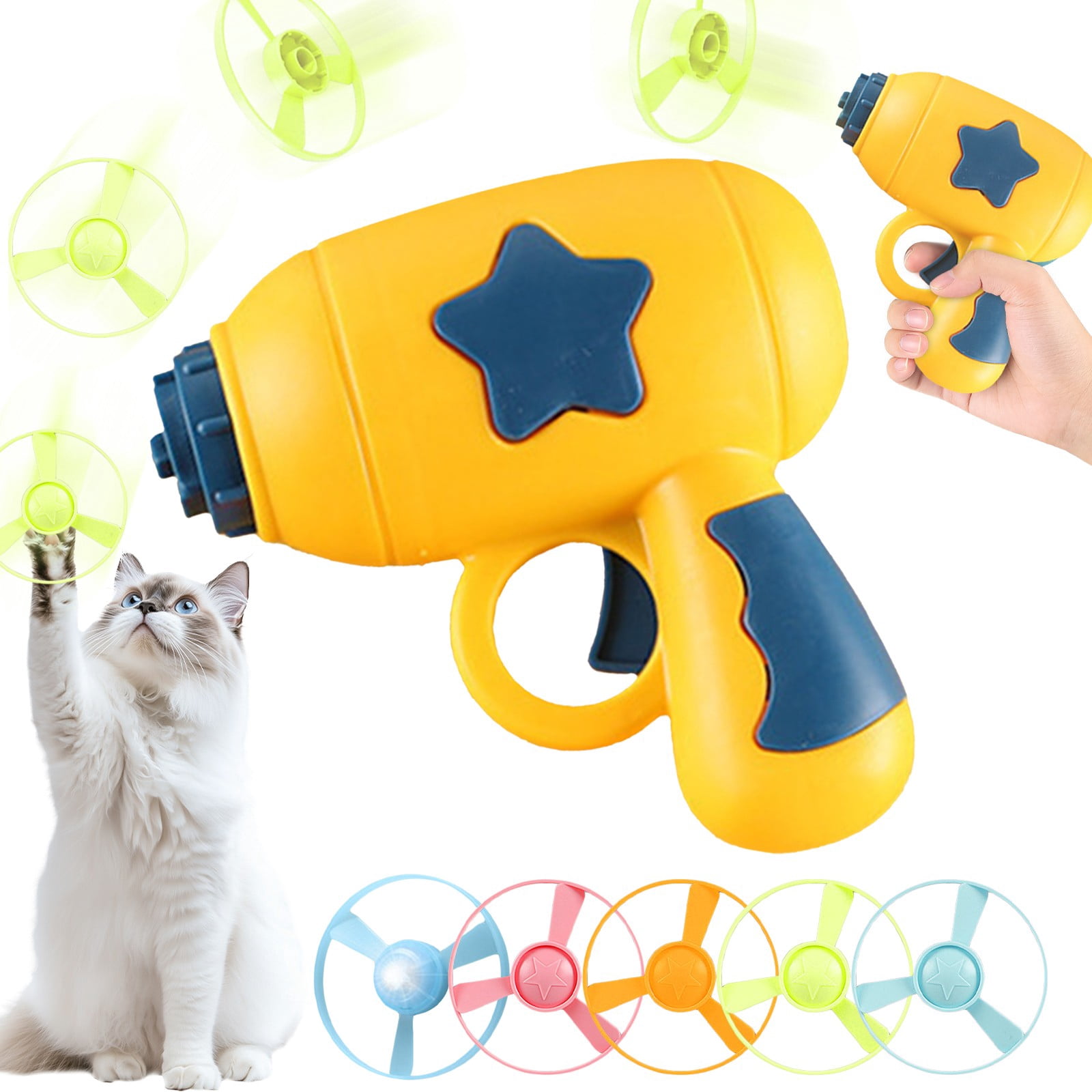 LED Catapult Flying Saucer Toy for Cats Dogs, Pet Fetch Toy Launcher ...