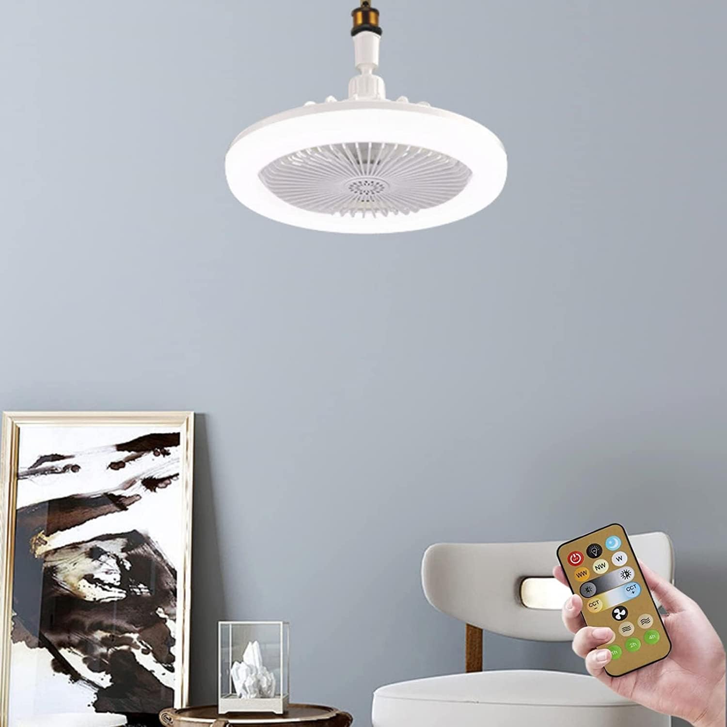 LED Ceiling Fan With Lights,Smart Fan Light,30W Dimmable Noiseless ...