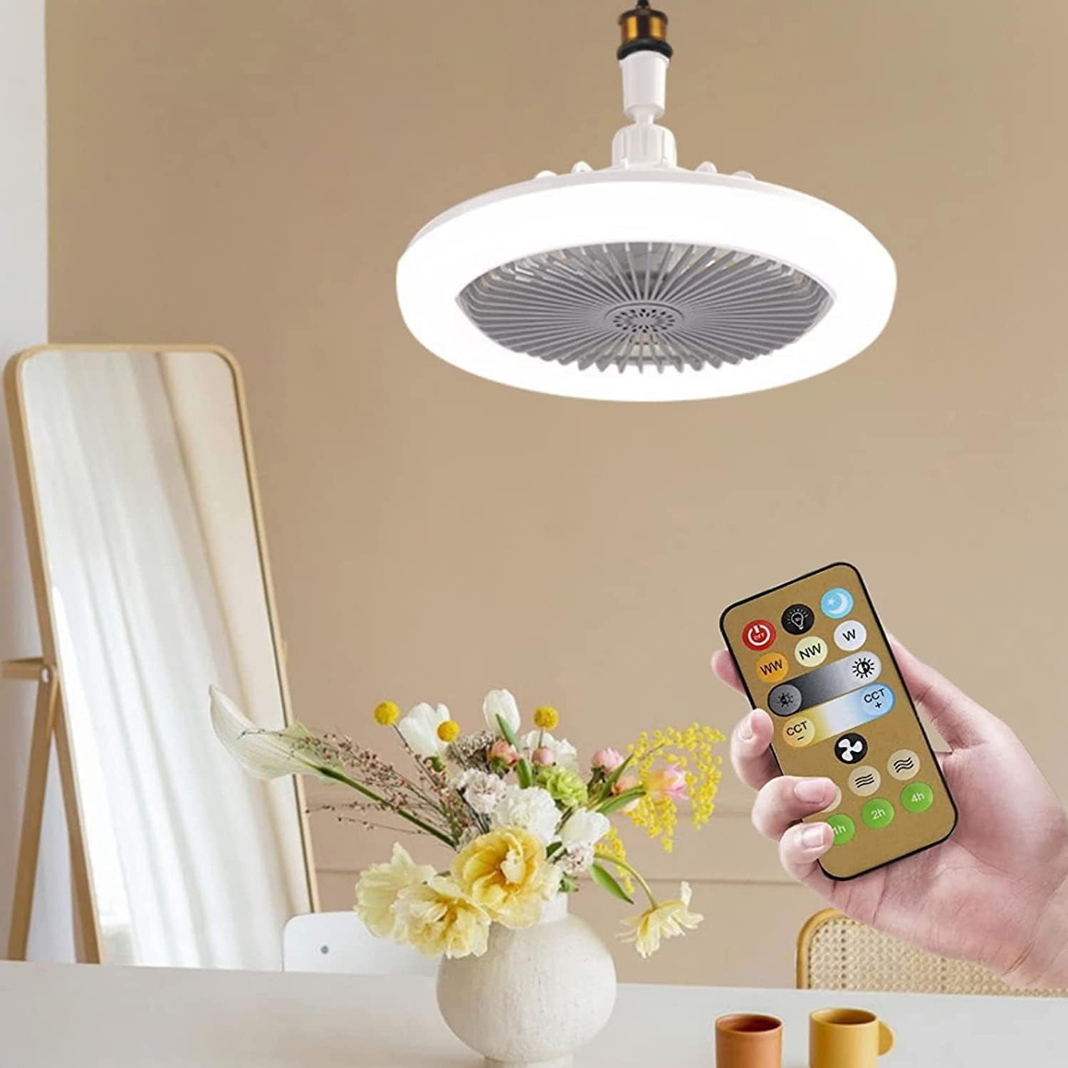 LED Ceiling Fan With Lights,Smart Fan Light,30W Dimmable Noiseless ...