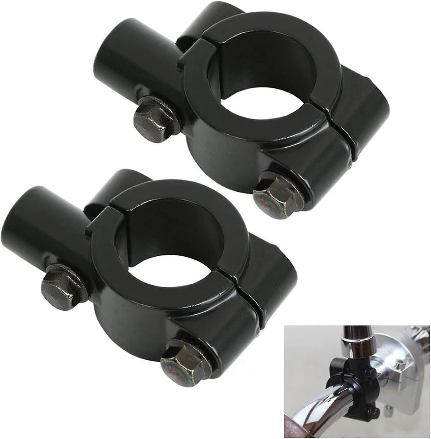 2 Pieces Black Aluminum Mirror Clamp, Motorcycle Mirror Clamp Adapter ...