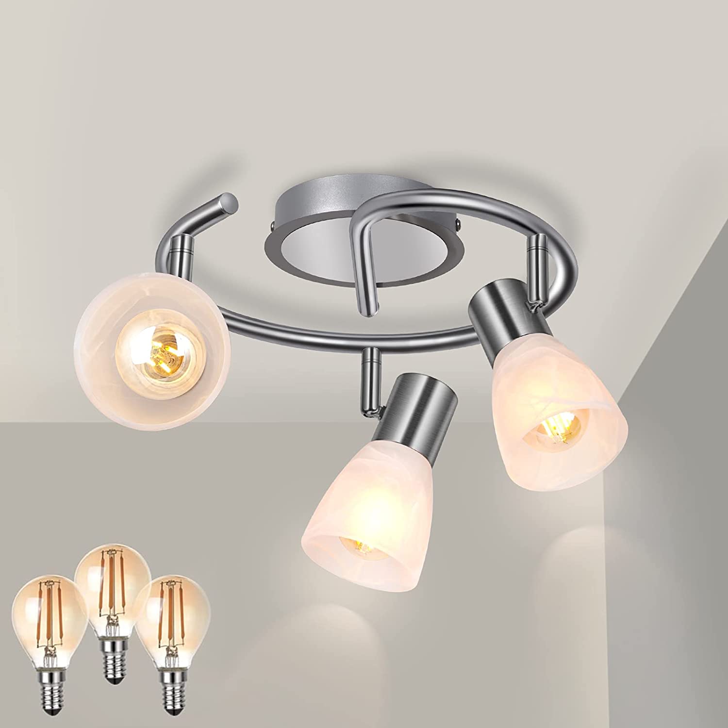 LED Ceiling Track Lighting Fixtures, Adjustable 3-Light Round Spot ...