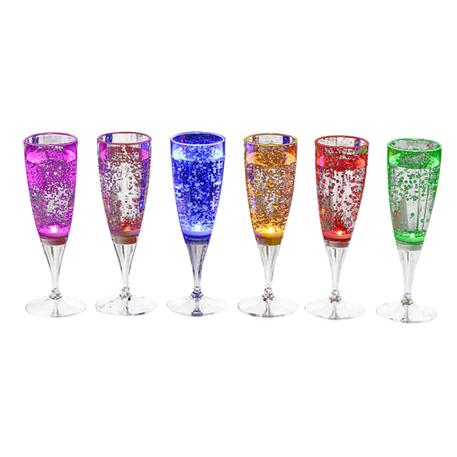 LED Champagne Flutes (Set of 6 Multi Color) Water Liquid Activated ...