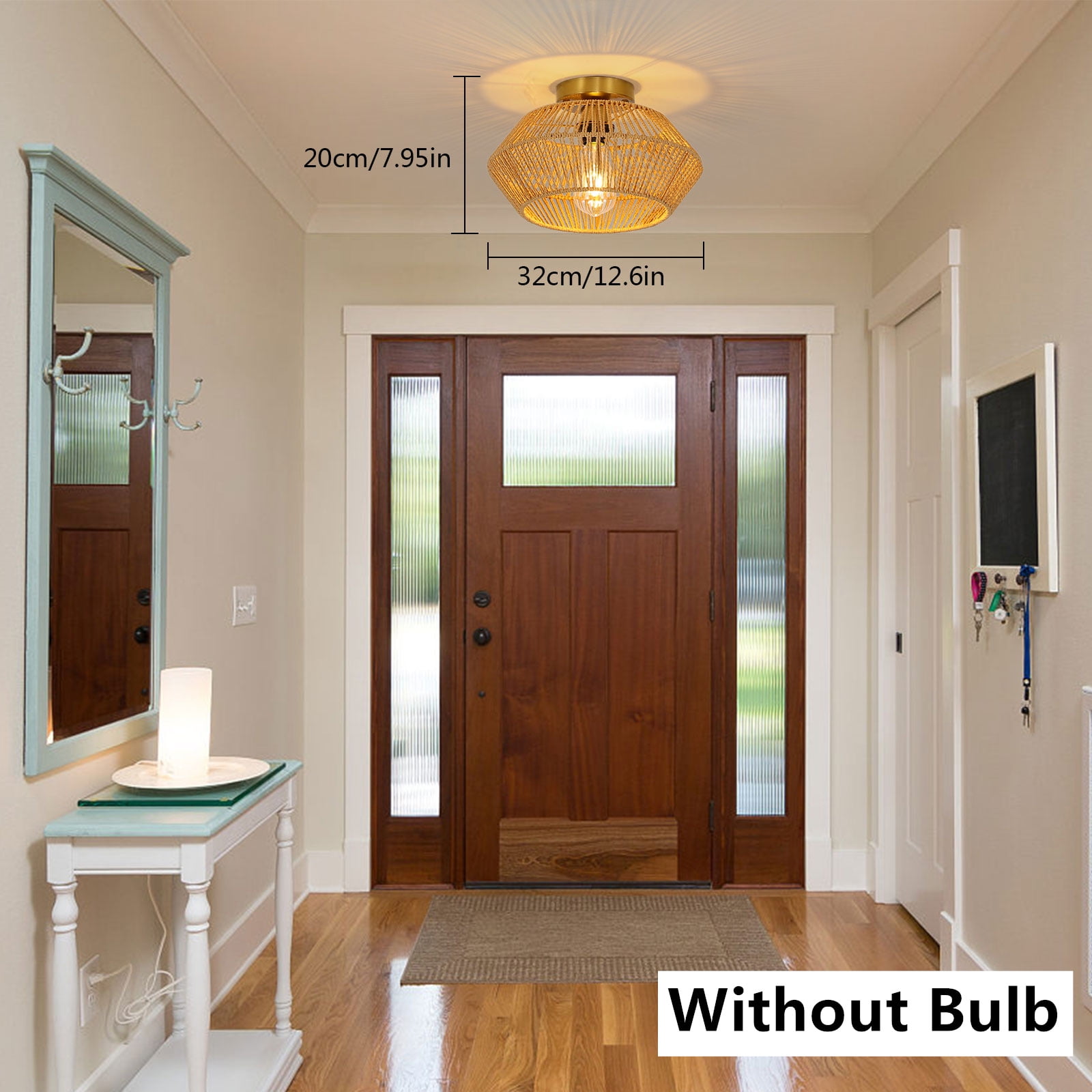 LED Chandelier Ceiling Light Woven Rattan Lighting Fixture Ceiling Lamp ...