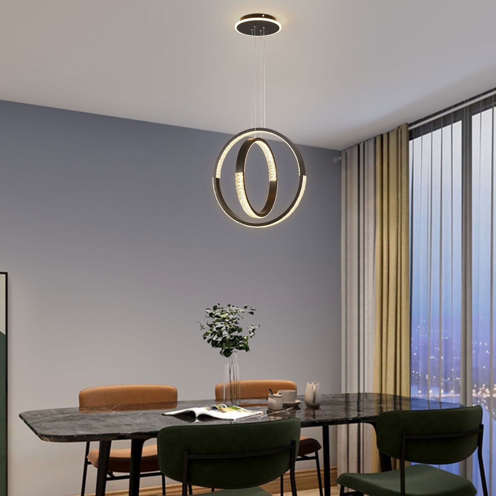 LED Chandelier Dimmable Acrylic Hanging Light Fixture With Remote ...