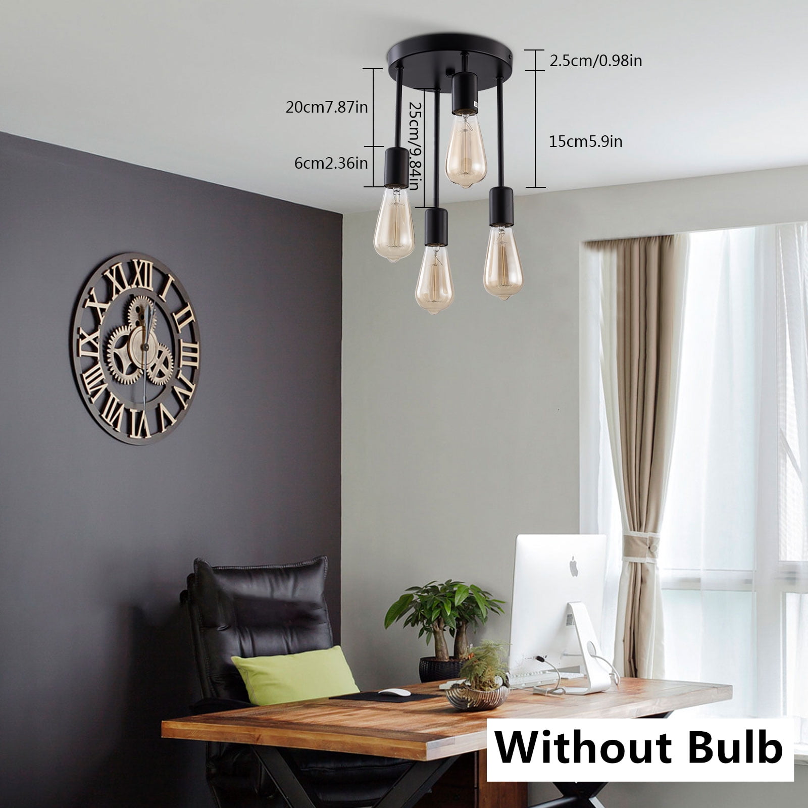 LED Chandelier Light Semi Flush Mount Lamp Crystal Ceiling Fixture ...