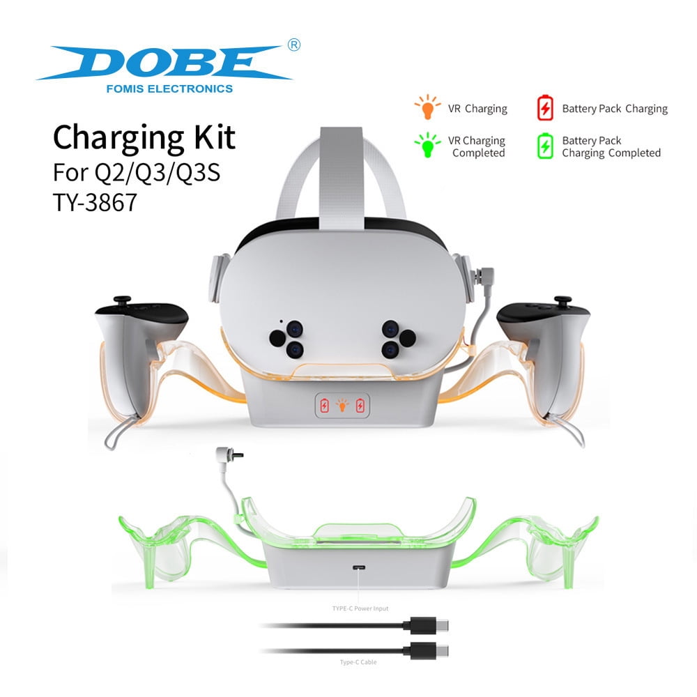 LED Charging Dock for Meta Quest 2/3/3S VR Headsets & Controllers ...